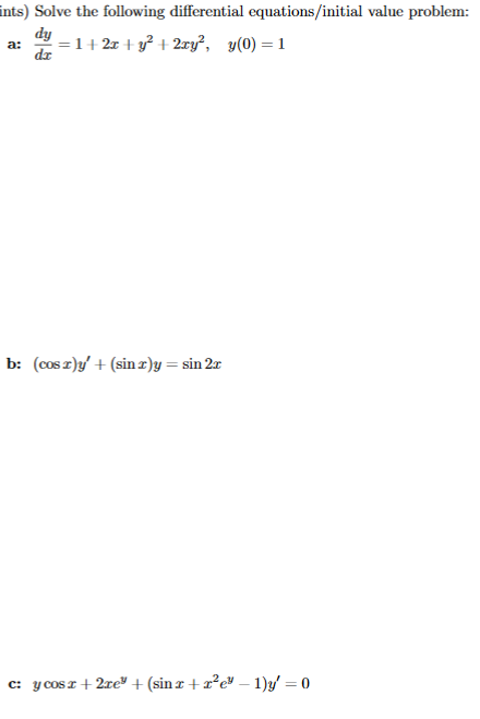 Solved ints) Solve the following differential | Chegg.com