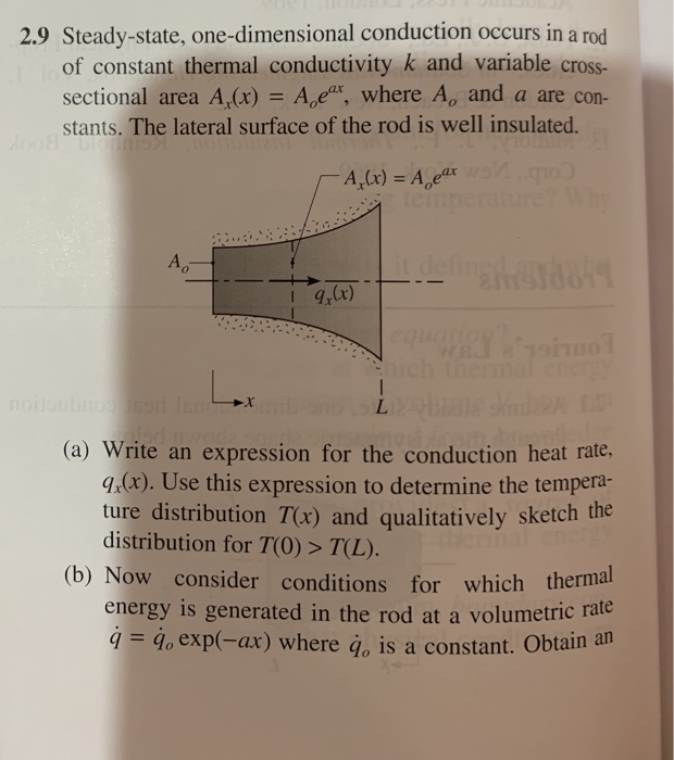 Solved 2.9 Steady-state, one-dimensional conduction occurs | Chegg.com