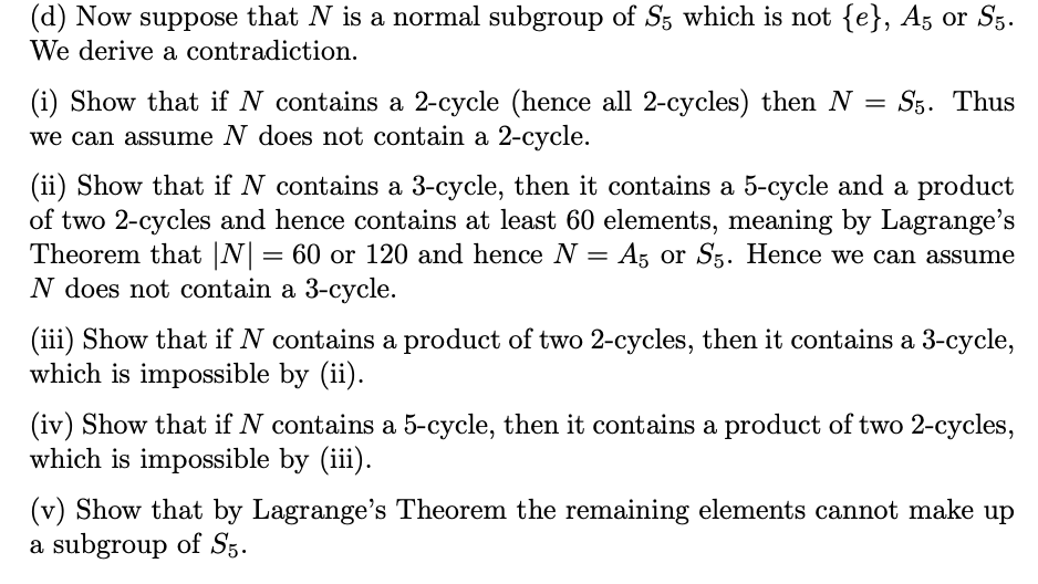 Solved = (d) Now suppose that N is a normal subgroup of S3 | Chegg.com
