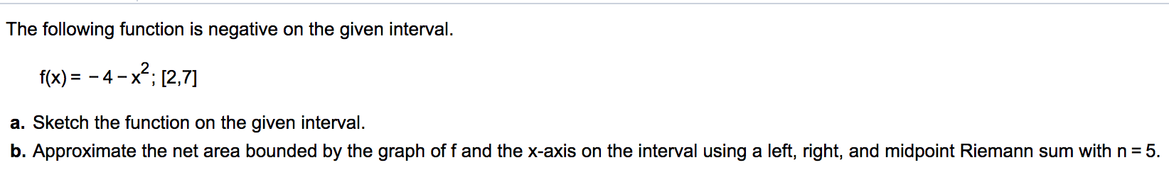 Solved The following function is negative on the given | Chegg.com