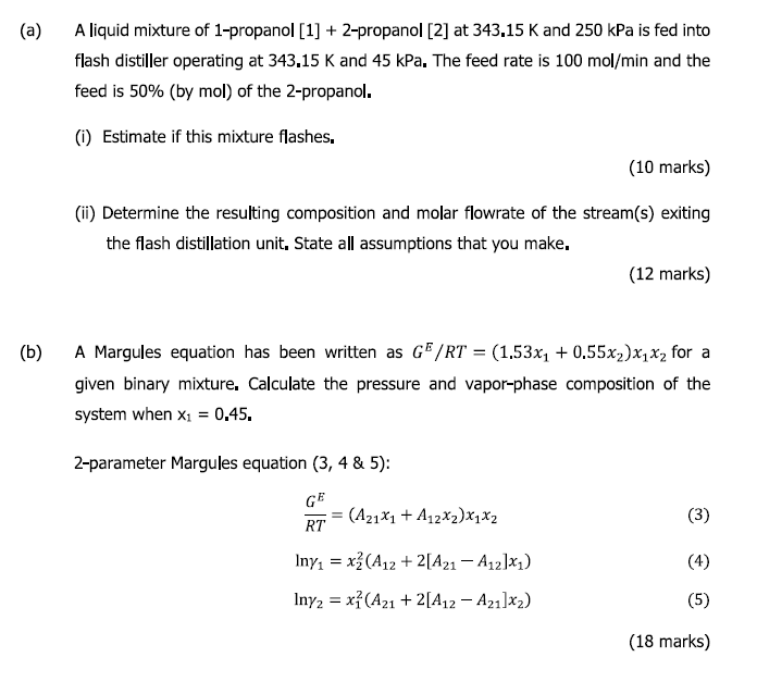 Solved (a) A liquid mixture of 1-propanol [1] + 2-propanol | Chegg.com