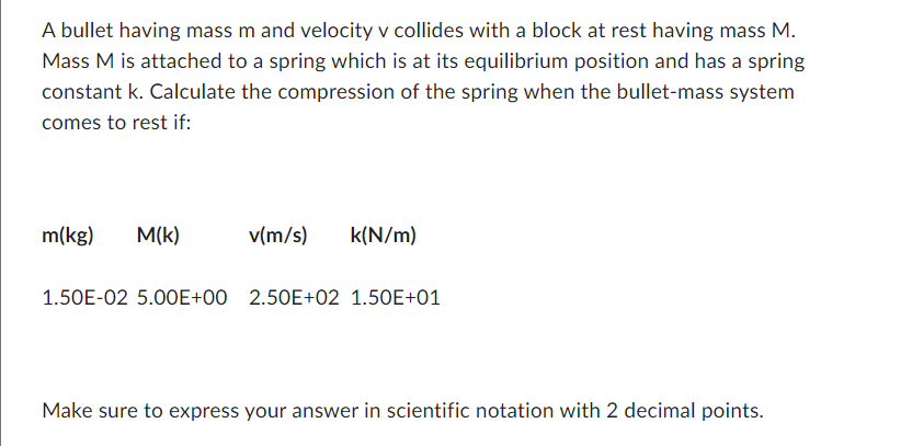 Solved A bullet having mass m and velocity v collides with a | Chegg.com