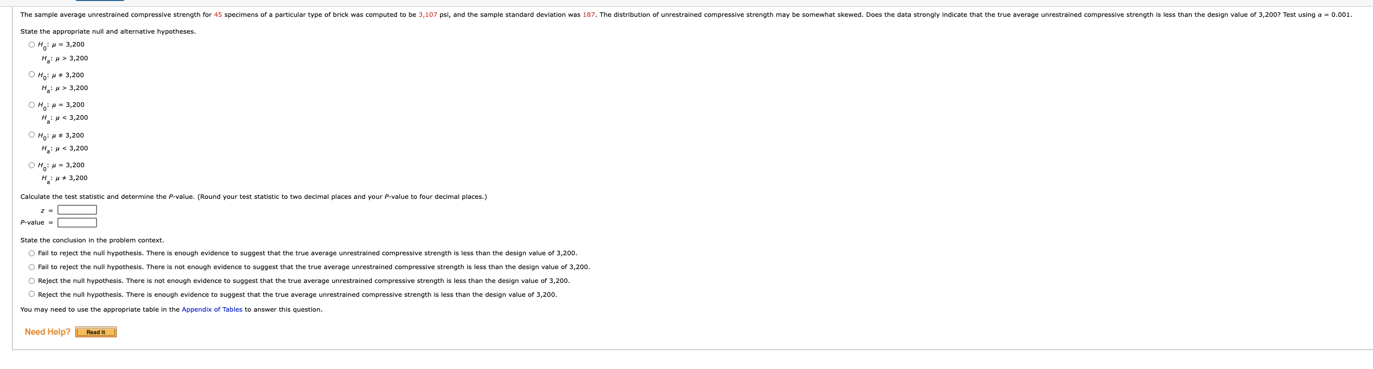 Solved The sample average unrestrained compressive strength | Chegg.com