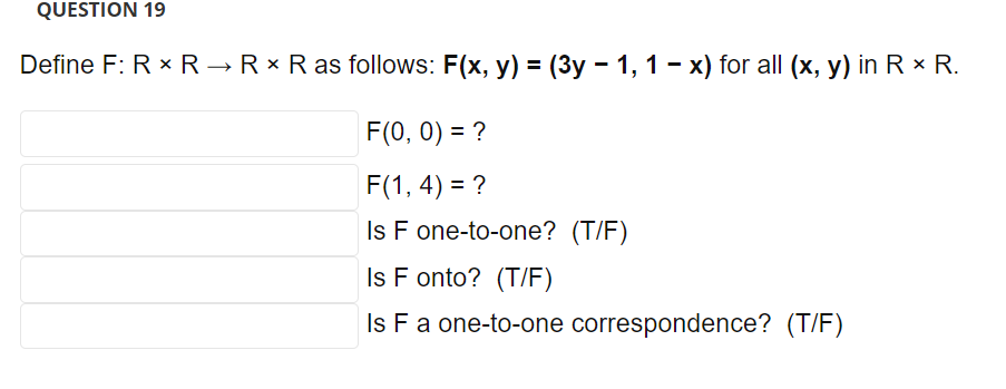 Solved Define F:R×R→R×R as follows: F(x,y)=(3y−1,1−x) for | Chegg.com