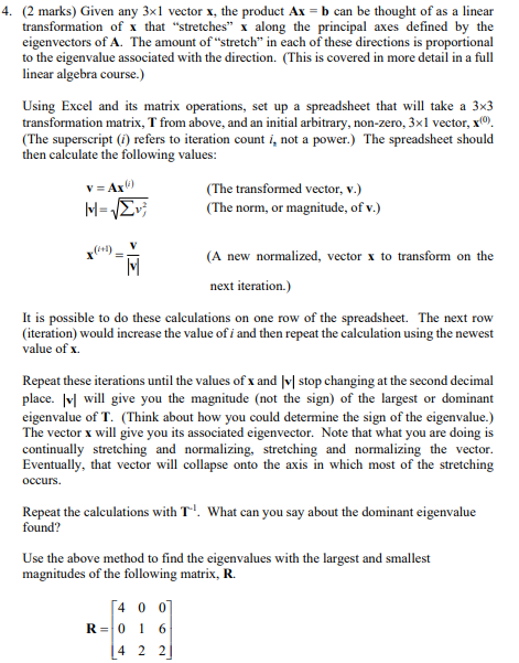 4. (2 marks) Given any 3x1 vector , the product Ax = | Chegg.com