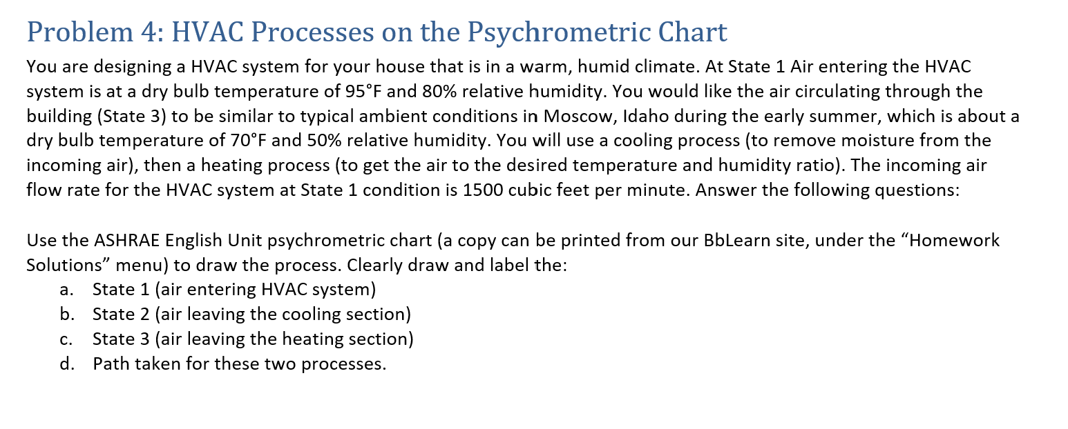 Solved Problem 4: HVAC Processes on the Psychrometric Chart | Chegg.com