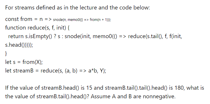 Solved For streams defined as in the lecture and the code | Chegg.com