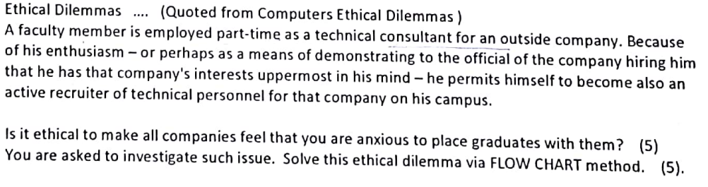 Solved Ethical Dilemmas.. (Quoted from Computers Ethical | Chegg.com