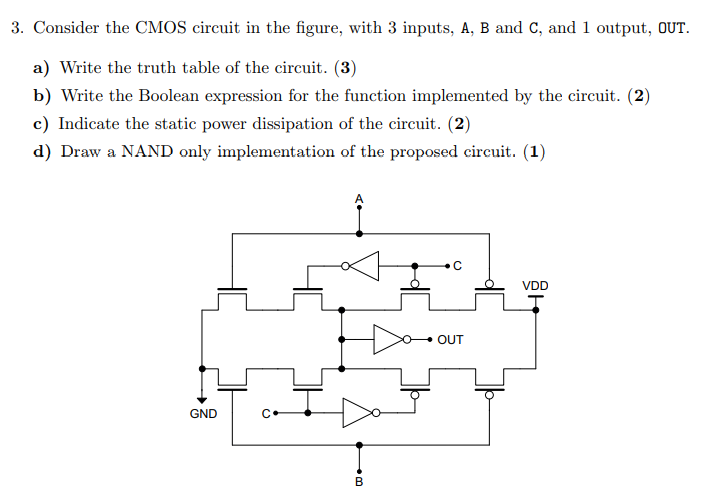 Consider the CMOS circuit in the figure, with 3 | Chegg.com