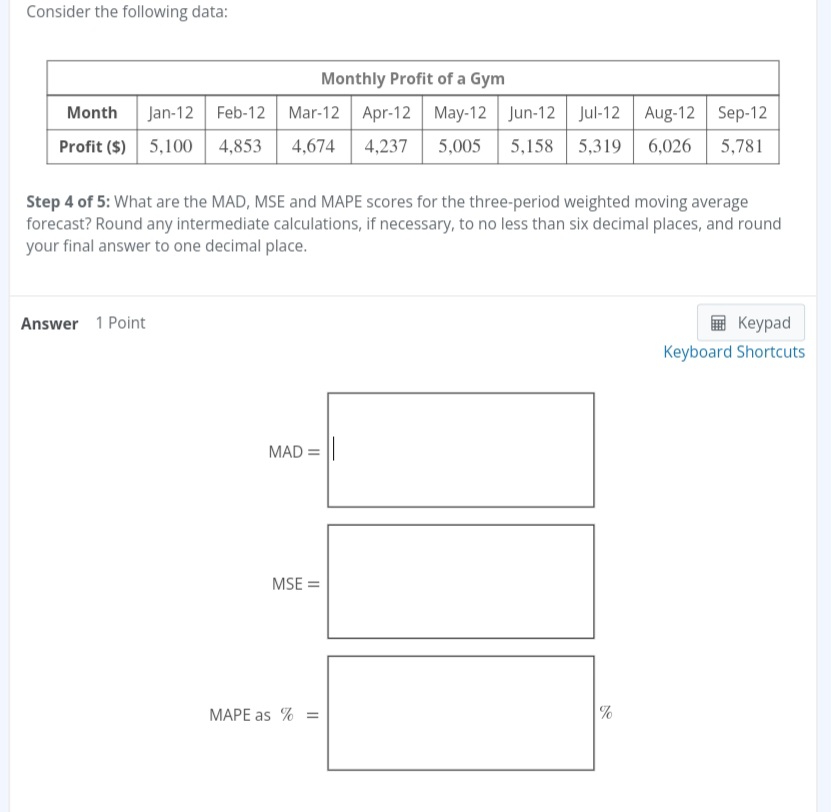 Solved Consider the following data:Step 4 ﻿of 5: What are | Chegg.com