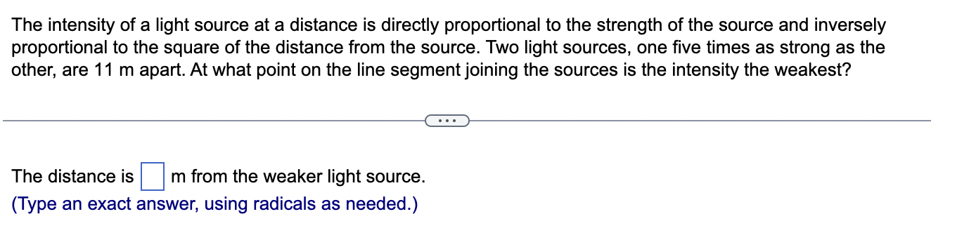 Solved The intensity of a light source at a distance is | Chegg.com