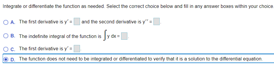 Integrate or differentiate the function as needed. | Chegg.com