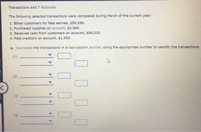 Solved Transactions and T Accounts The following selected | Chegg.com Solved Transactions and T Accounts The following selected | Chegg.com
