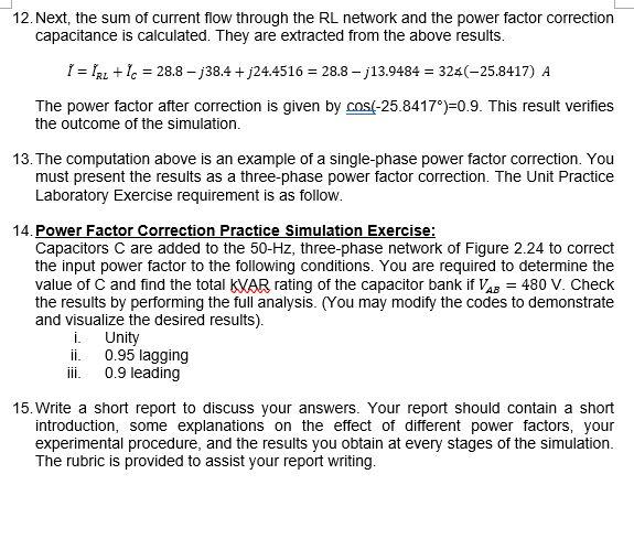 Solved Title: Power factor correction Objective: To perform | Chegg.com