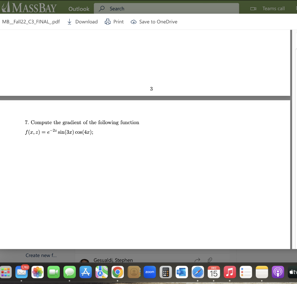 Solved 7. Compute the gradient of the following function | Chegg.com