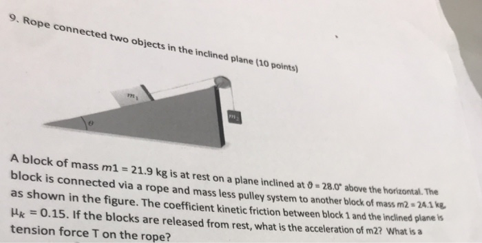 Solved 9. Rope connected two objects in the inclined plane | Chegg.com