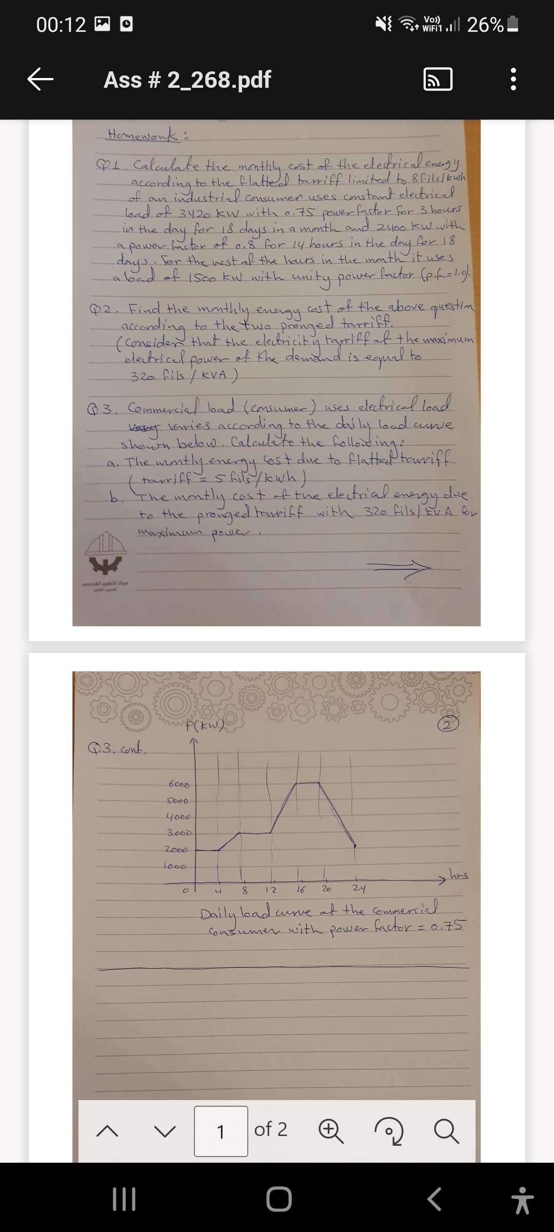 Solved Q1. Calculate the monthly cost of the electrical | Chegg.com