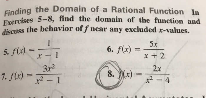 Solved ding the Domain of a Rational Function In Bxercises | Chegg.com