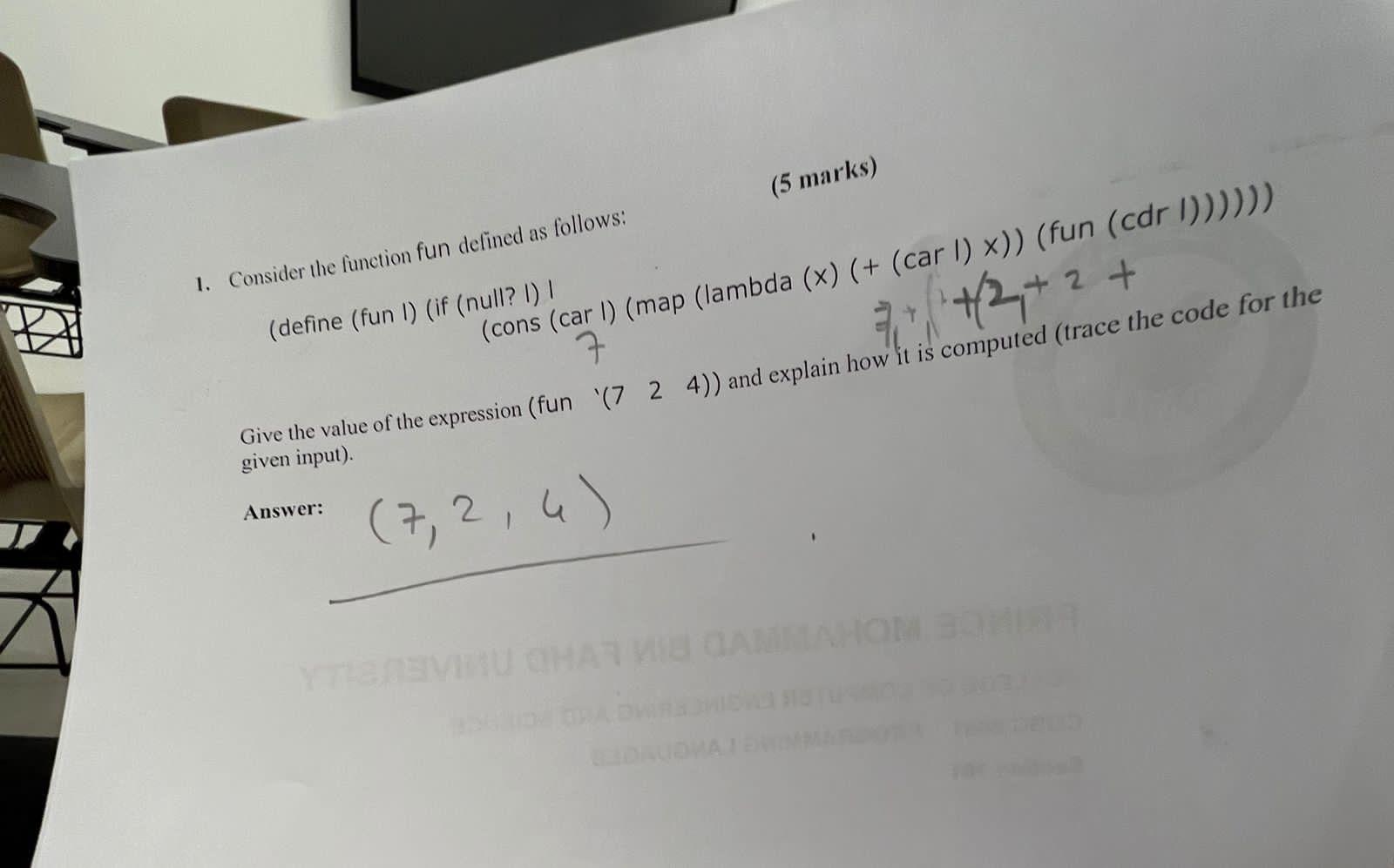 Solved (5 marks) 1. Consider the function fun delined as | Chegg.com Solved (5 marks) 1. Consider the function fun delined as | Chegg.com