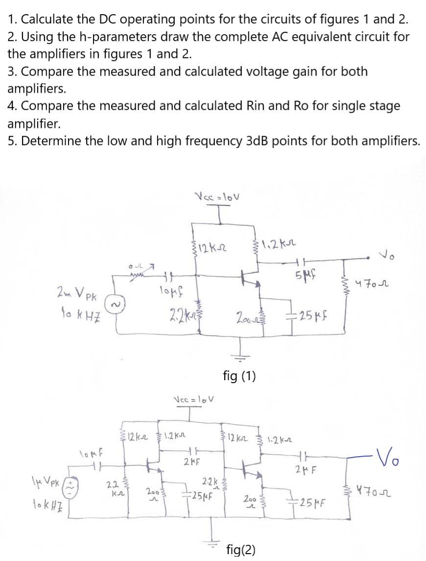 Solved 1. Calculate the DC operating points for the circuits | Chegg.com