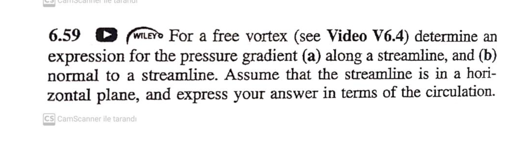 Solved 6.59 − wLiro For a free vortex (see Video V6.4) | Chegg.com