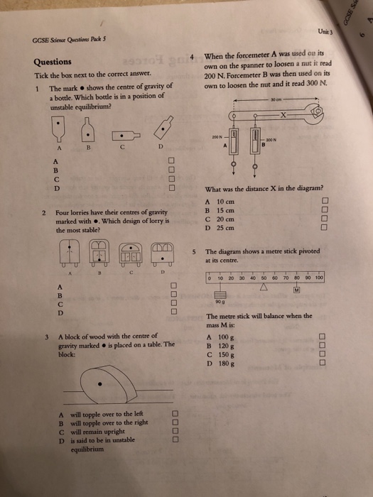 Solved GCSE Stienor Qucstions Pack 5 Unit 3 Equilibrium and | Chegg.com