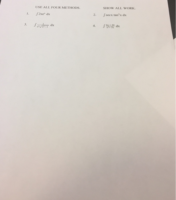 Solved Integral 2 xe^x dx integral sec x tan^3 x dx | Chegg.com