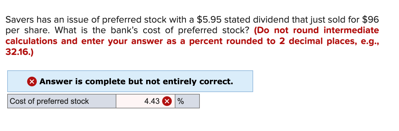 Solved Savers has an issue of preferred stock with a $5.95 | Chegg.com