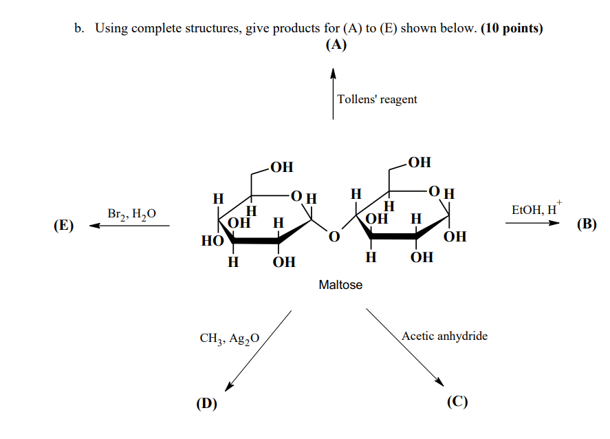 Solved b. Using complete structures, give products for (A) | Chegg.com