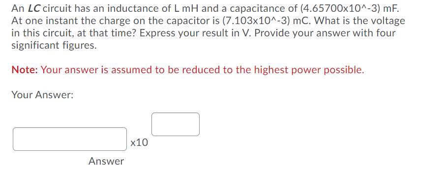 Solved In an oscillating LC circuit, the total stored energy | Chegg.com