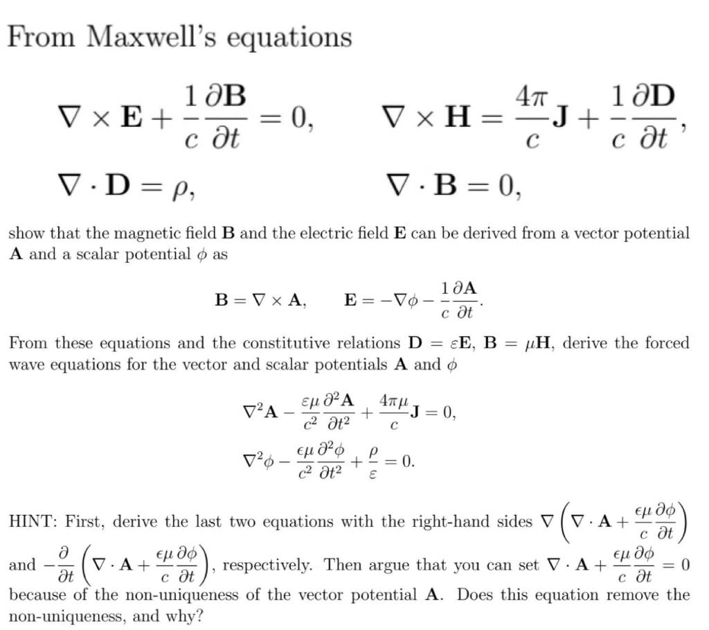 Solved From Maxwell's equations | Chegg.com