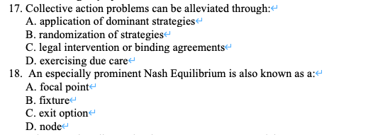 Solved 17. Collective action problems can be alleviated | Chegg.com