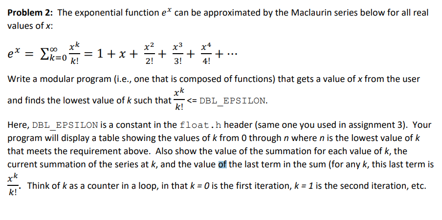 Problem 2 The Exponential Function Ex Can Be