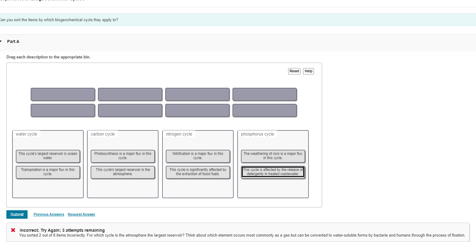 Solved tan you sort the items by which biogeochemical cycle | Chegg.com