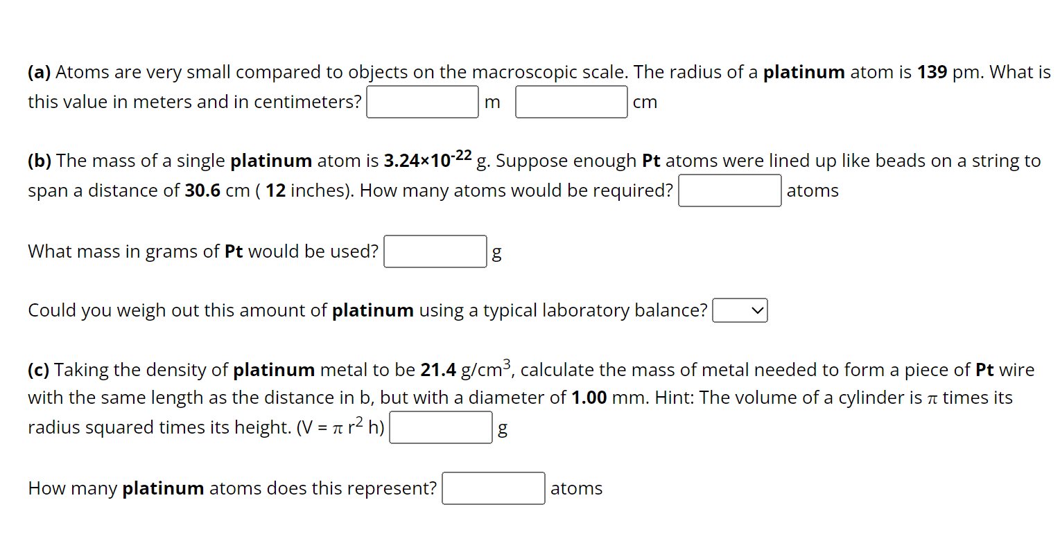 Solved (a) Atoms are very small compared to objects on the | Chegg.com