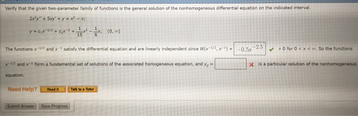 Solved Verify that the given two-parameter family of | Chegg.com