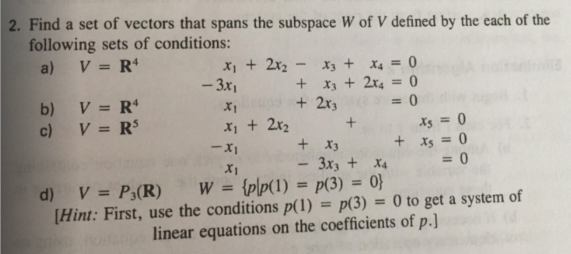 Solved - 3x1 + 2x3 2. Find a set of vectors that spans the | Chegg.com