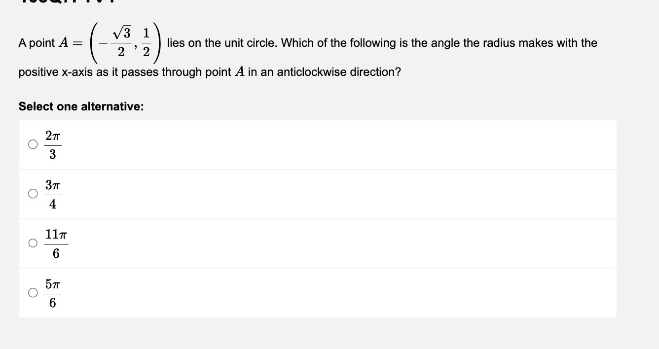 A point A=(-322,12) ﻿lies on the unit circle. Which | Chegg.com