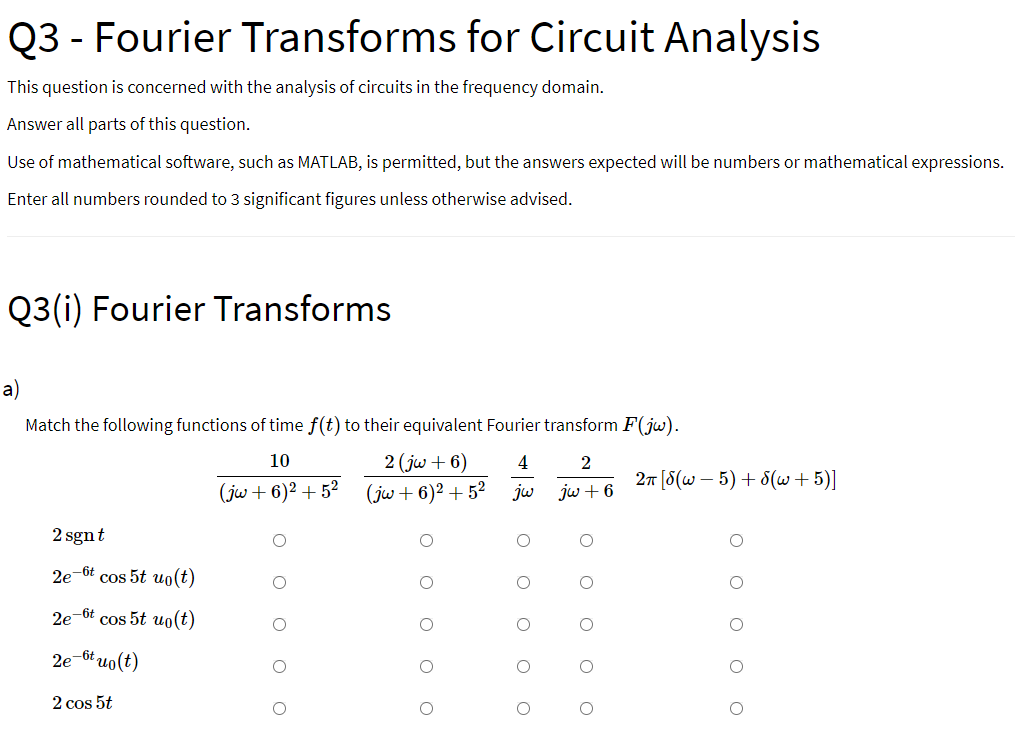 Solved Q3 - Fourier Transforms for Circuit Analysis This | Chegg.com