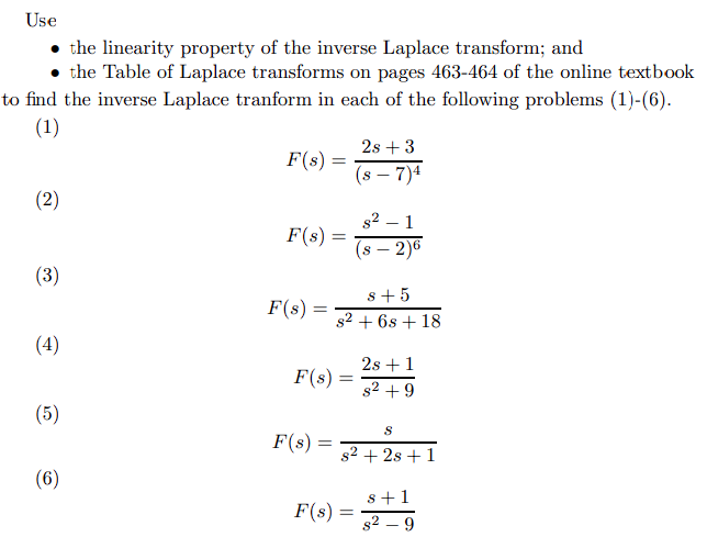 Solved - the linearity property of the inverse Laplace | Chegg.com