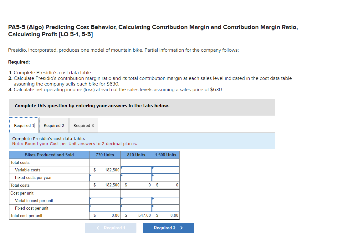 Solved PA5-5 (Algo) Predicting Cost Behavior, Calculating | Chegg.com