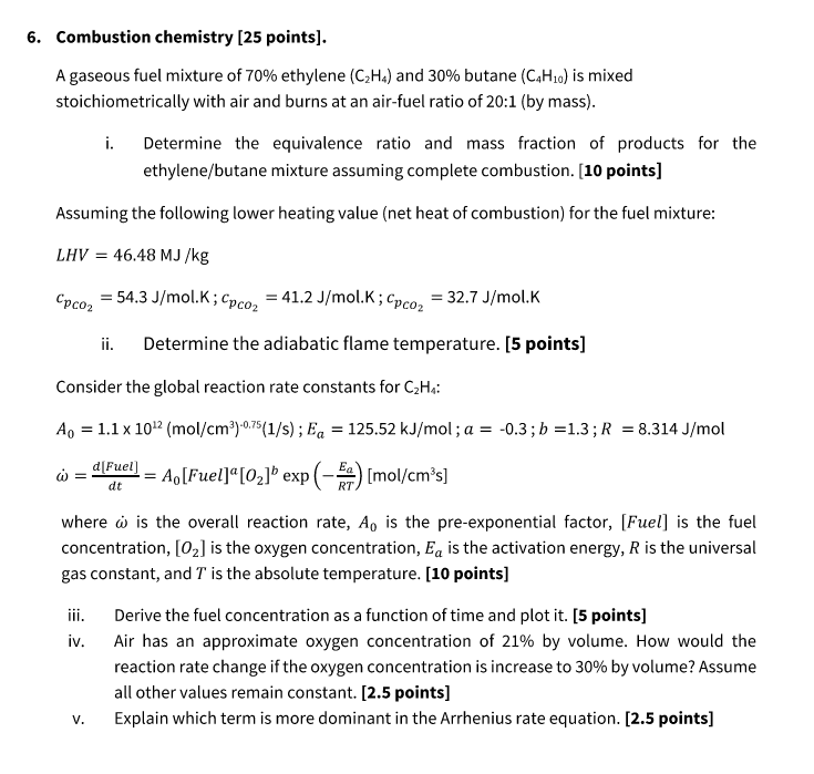 Solved Combustion chemistry [ 25 points]. A gaseous fuel | Chegg.com