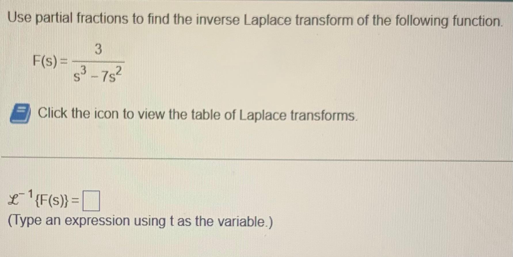 Solved Use partial fractions to find the inverse Laplace | Chegg.com