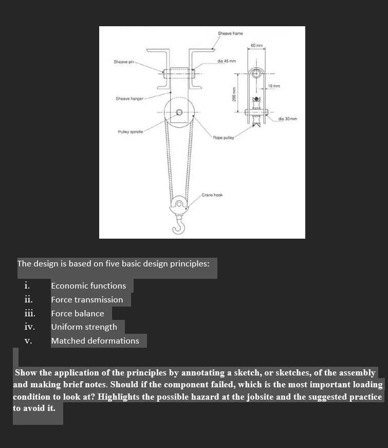 Solved Sheave frame 60 mm Shea Sheave pin da 45 mm 10 mm | Chegg.com