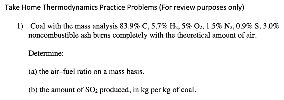 Solved Take Home Thermodynamics Practice Problems (For | Chegg.com