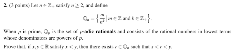Solved 2. (3 points) Let n∈Z+satisfy n≥2, and define | Chegg.com