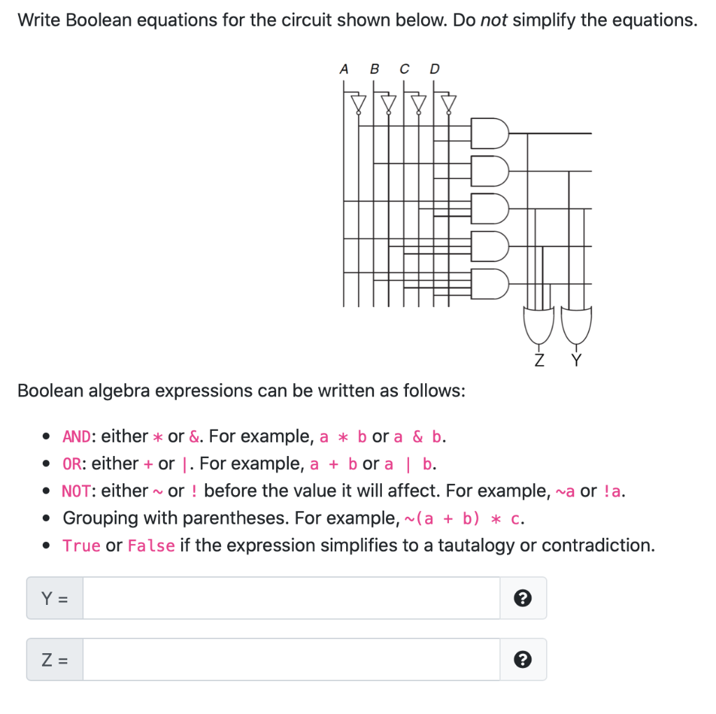 Solved Write Boolean equations for the circuit shown below. | Chegg.com
