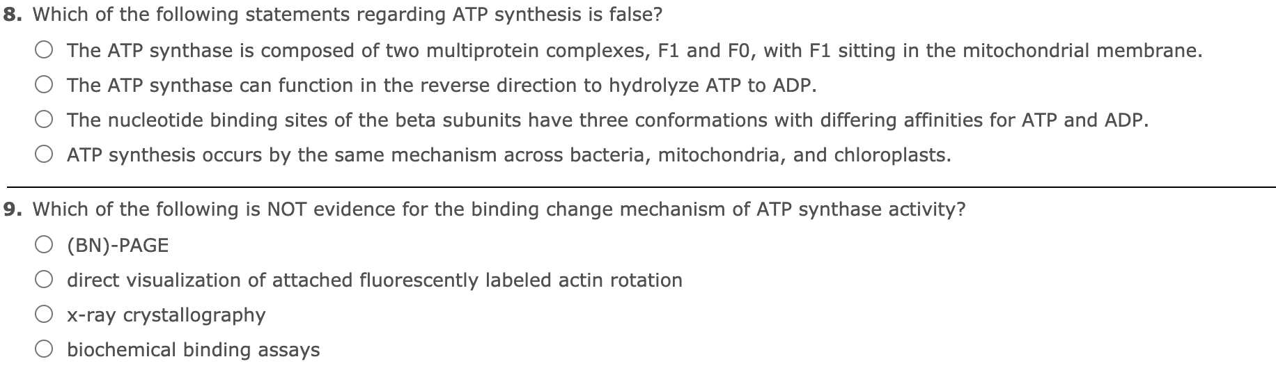 Solved 8. Which of the following statements regarding ATP | Chegg.com