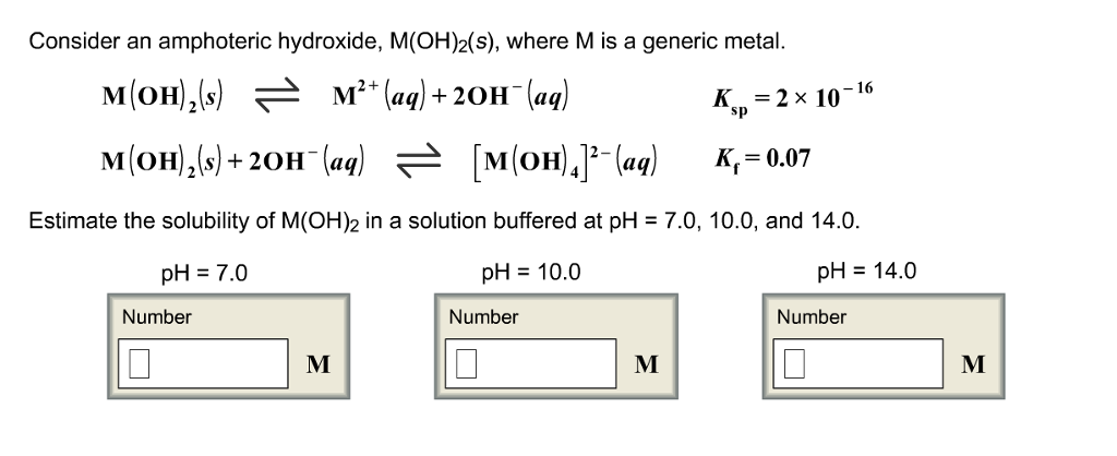 Solved Consider an amphoteric hydroxide, M(OH)2(s), where M | Chegg.com