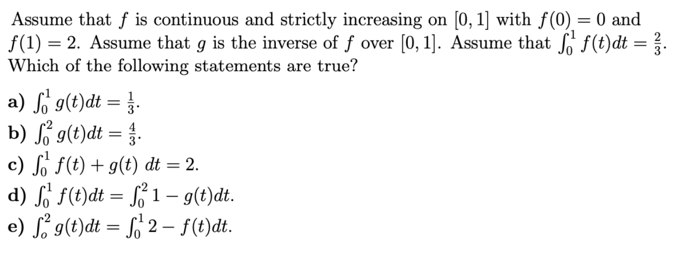 Solved Assume that f is continuous and strictly increasing | Chegg.com
